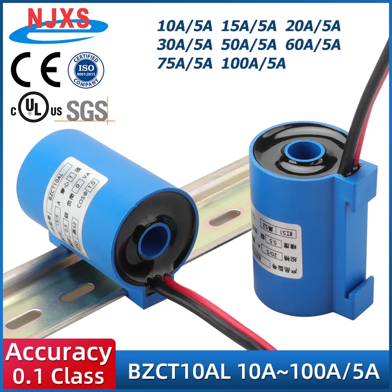 BZCT10ACHL Din Rail Closed Loop Current Transformer 10A to 100A 1A/5A ...