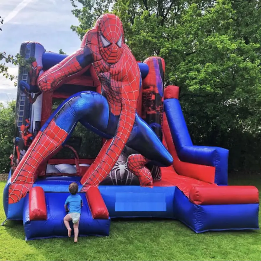 Customized inflatable Spider-Man bouncing castle with slide for ...