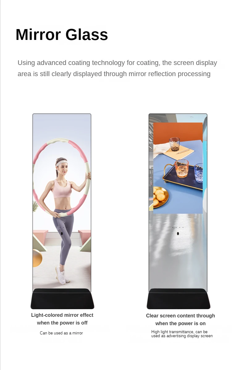 Android 4k Magic Mirror Led Advertising Player Floor Stand Digital ...