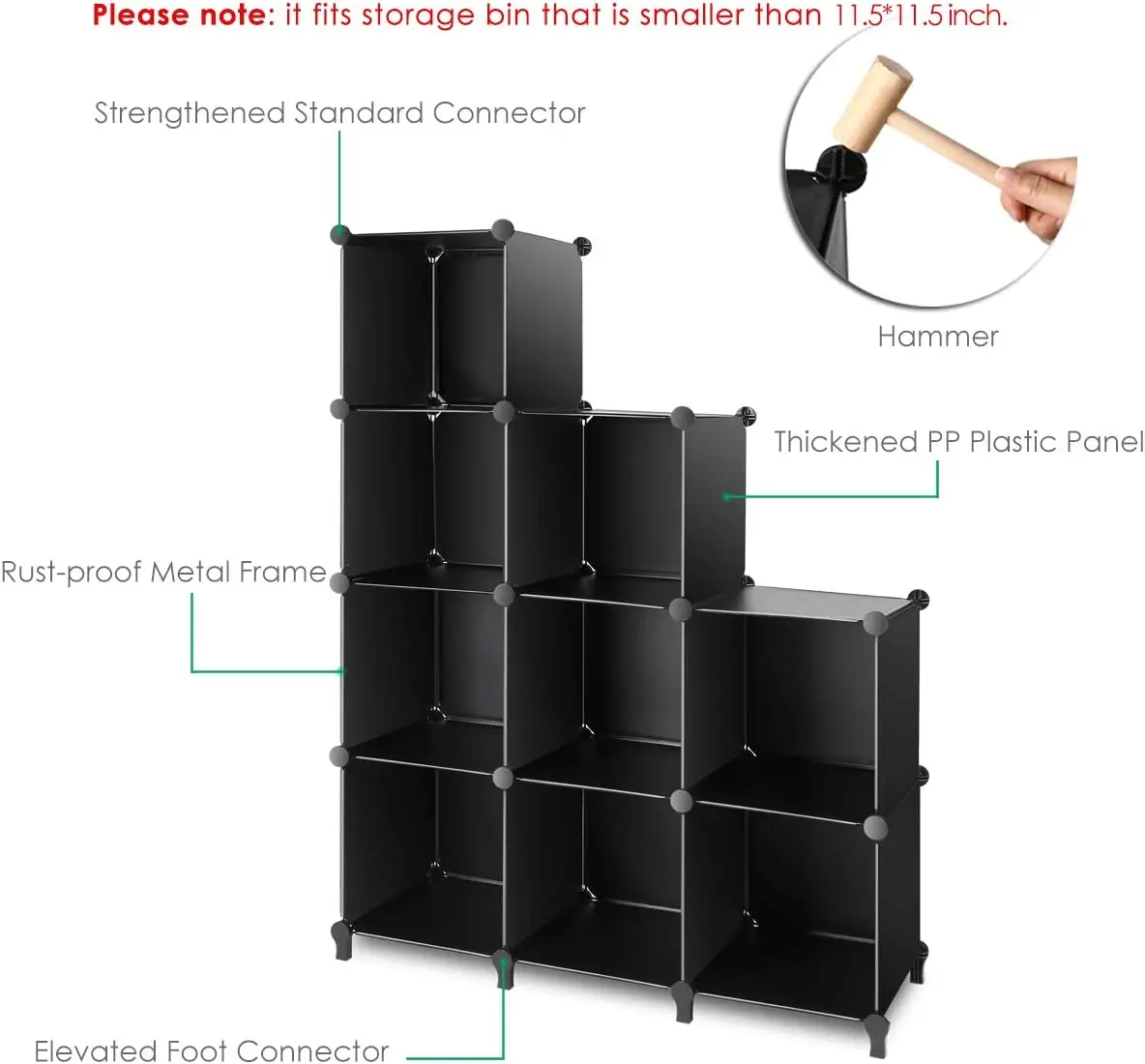 Storage 9 Cubes Closet Storage Box Rack Plastic Storage Cube DIY Closet ...