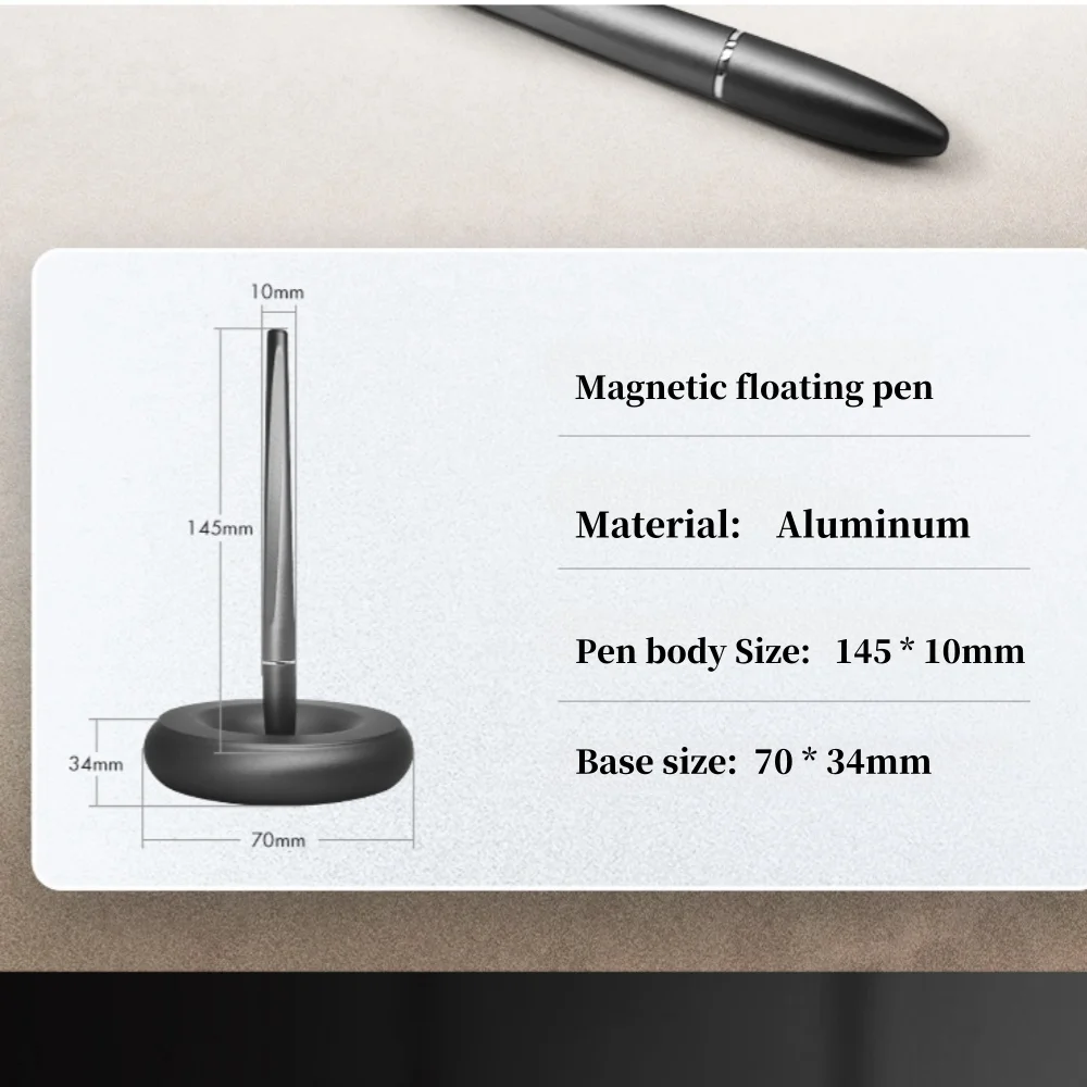 Magnetic Floating Pen - Black Metal Base & Blue Black Ink