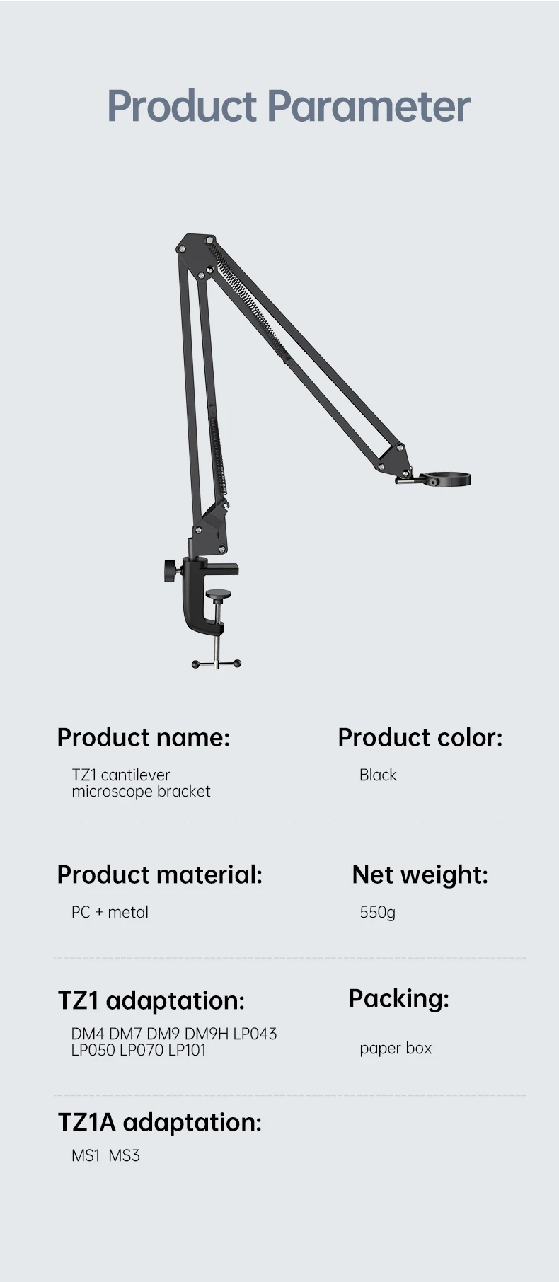 Metal Bracket with Clamp and Grommet Base Stand Pole for USB Microscope ...