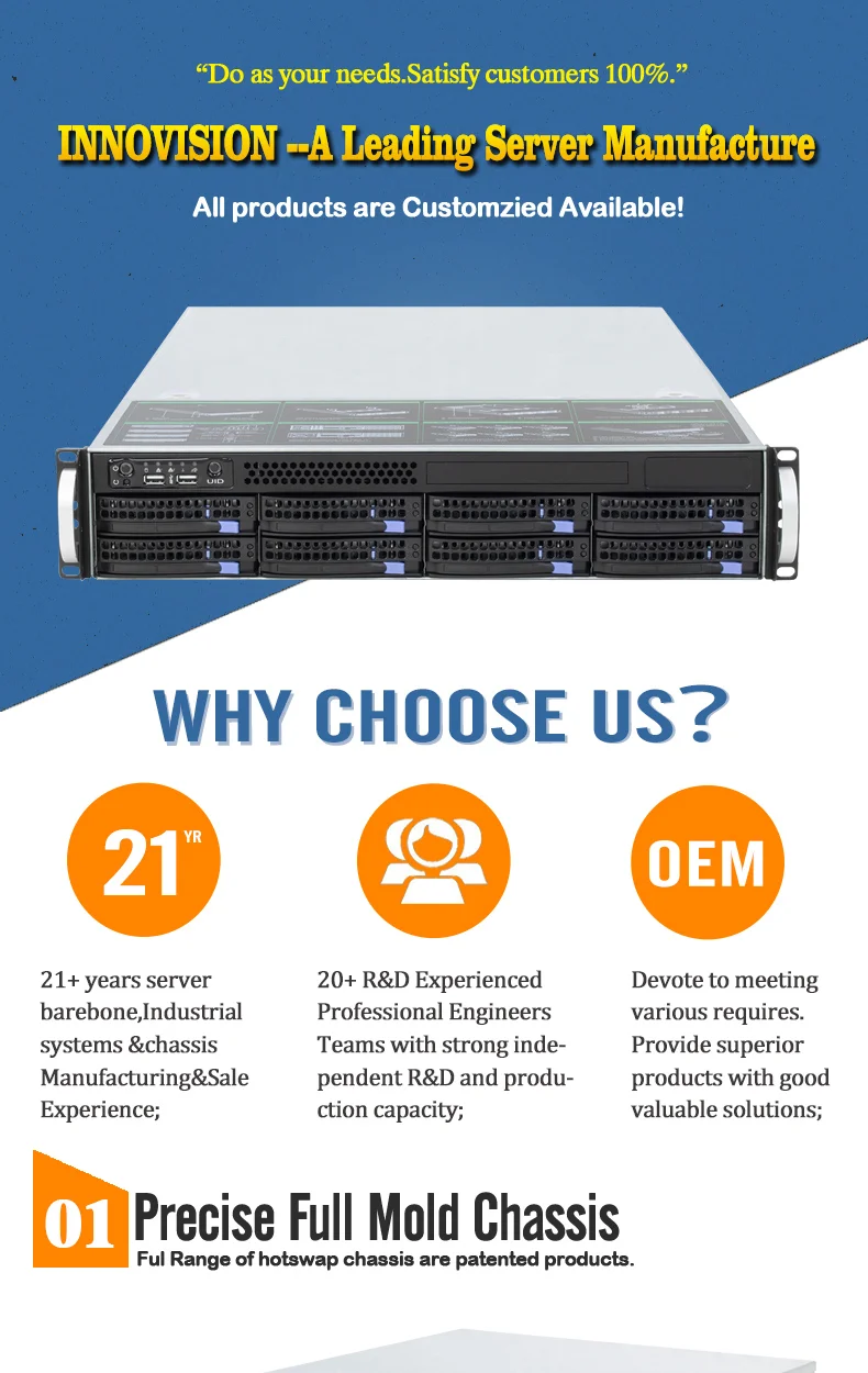 Superior Tooless Hdd 8trays 2u 560mm Depth Storage Server Chassis ...