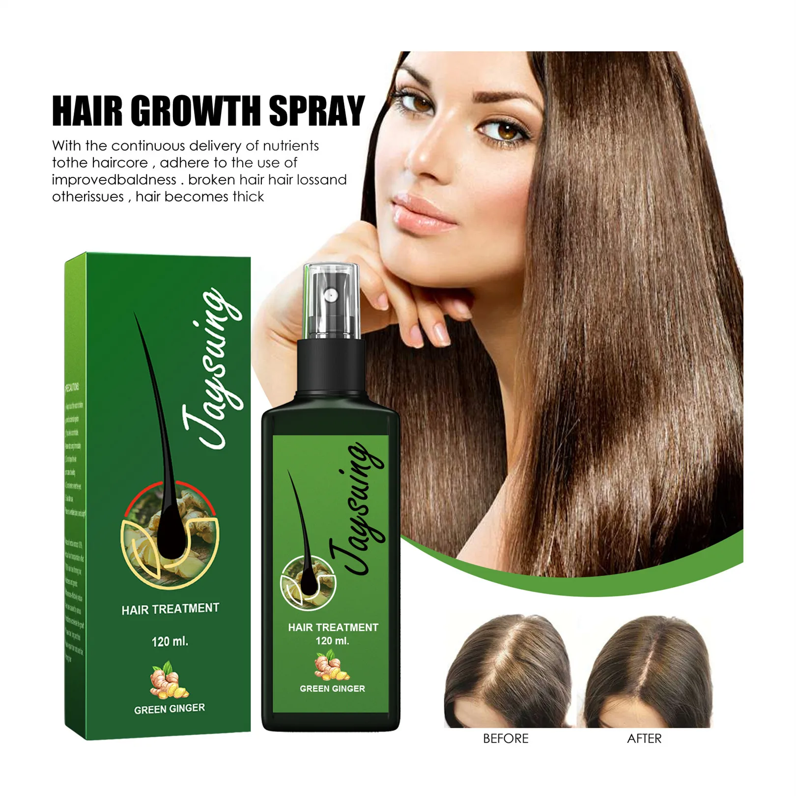 Jaysuing Hair Growth Spray Nourishing Root Hair Thick Growth Liquid Anti Fall Hair Fixing Spray