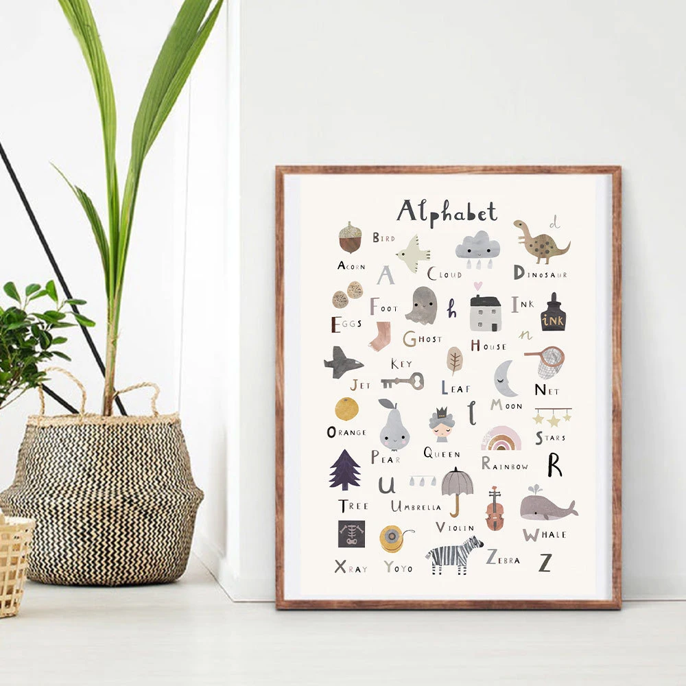 Abc Animals Alphabet Poster Nursery Wall Art Canvas Painting ...