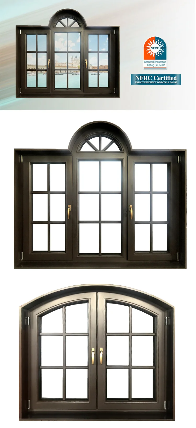 Doorwin Vintage Grill Design Black Window Sound Proof Aluminum Wood ...