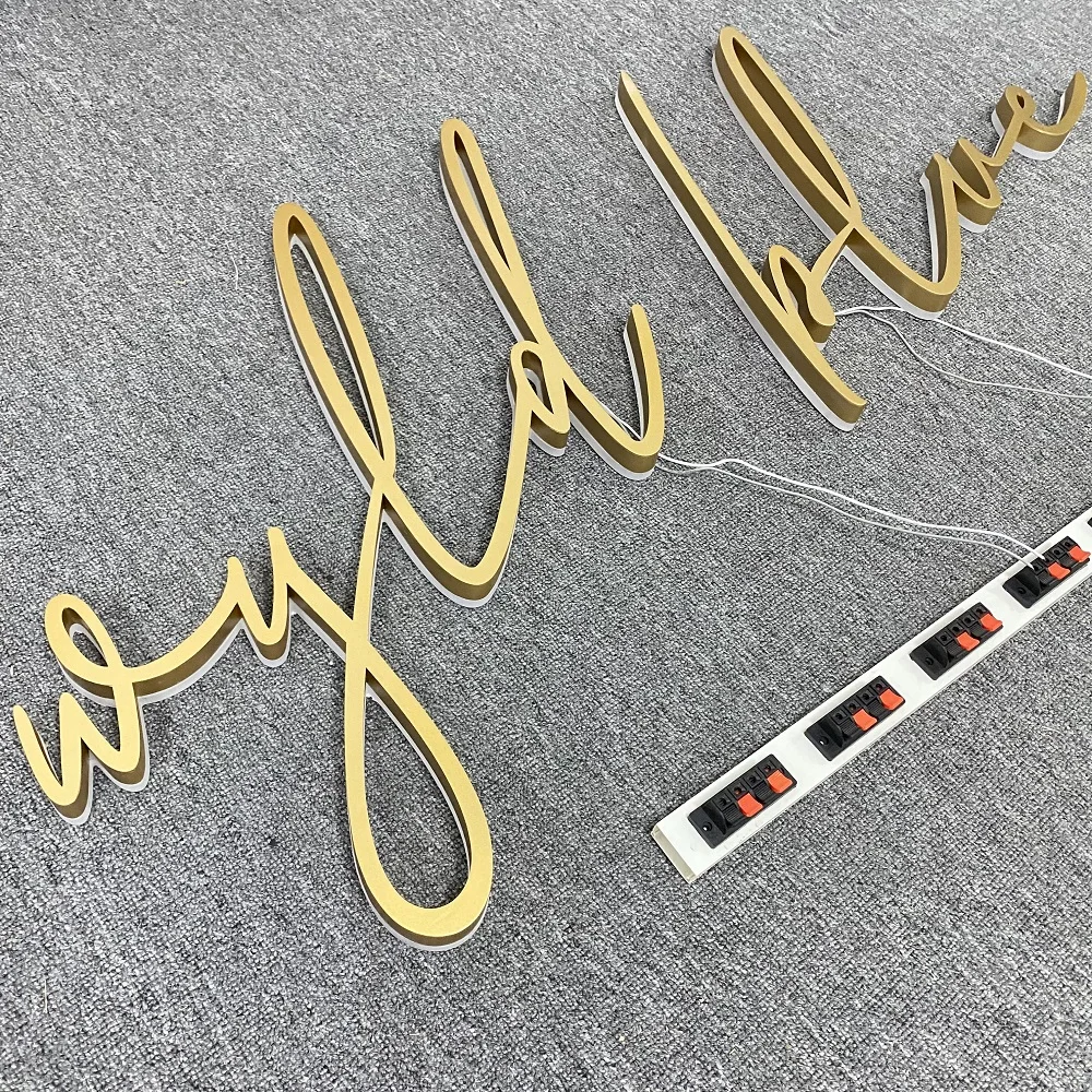 Wall Led Sign 3d Lighted Logo Channel Letters 3d Backlit Metal Shop ...