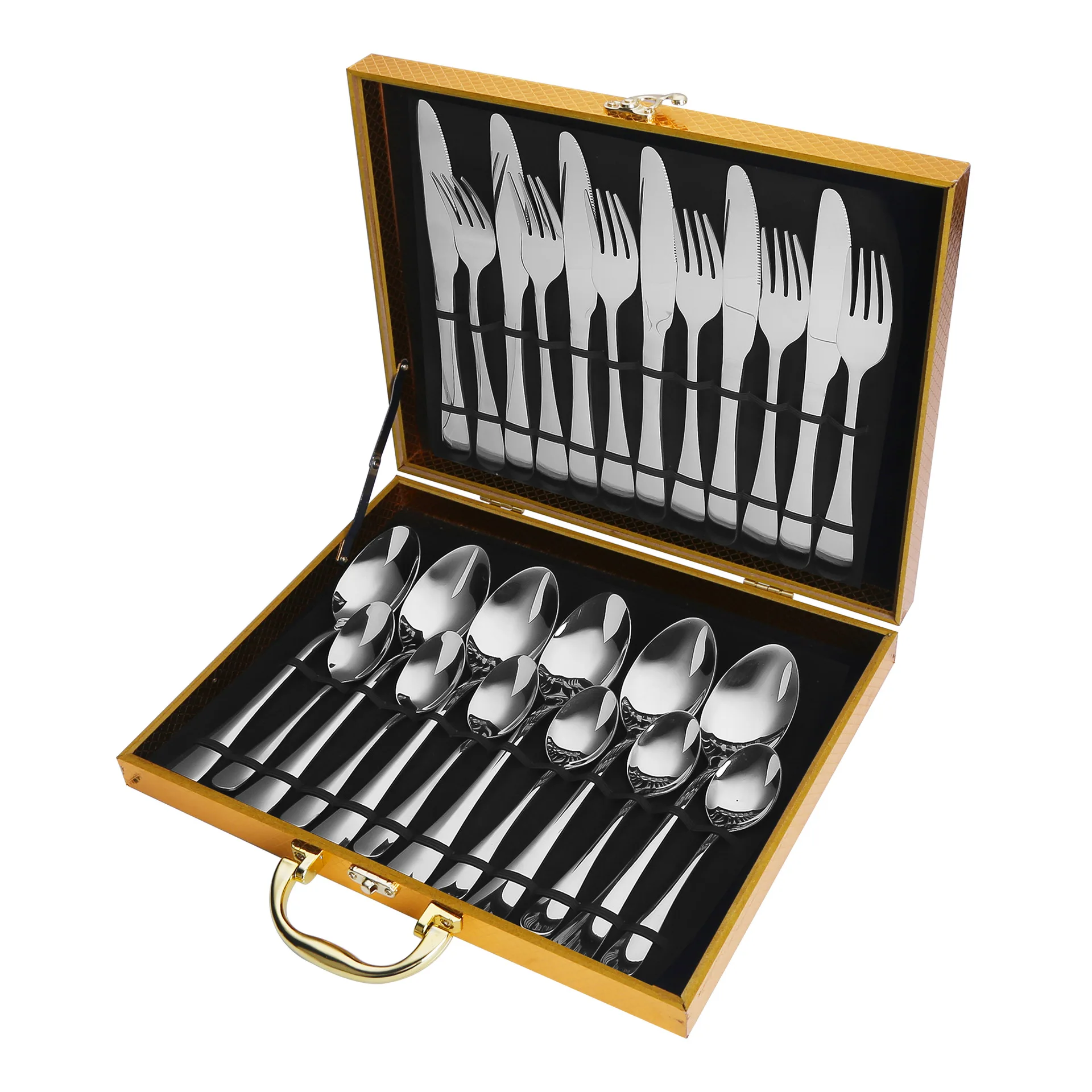24pcs Dinnerware Set Stainless Steel Kitchen Cutlery Set Knife Dessert ...