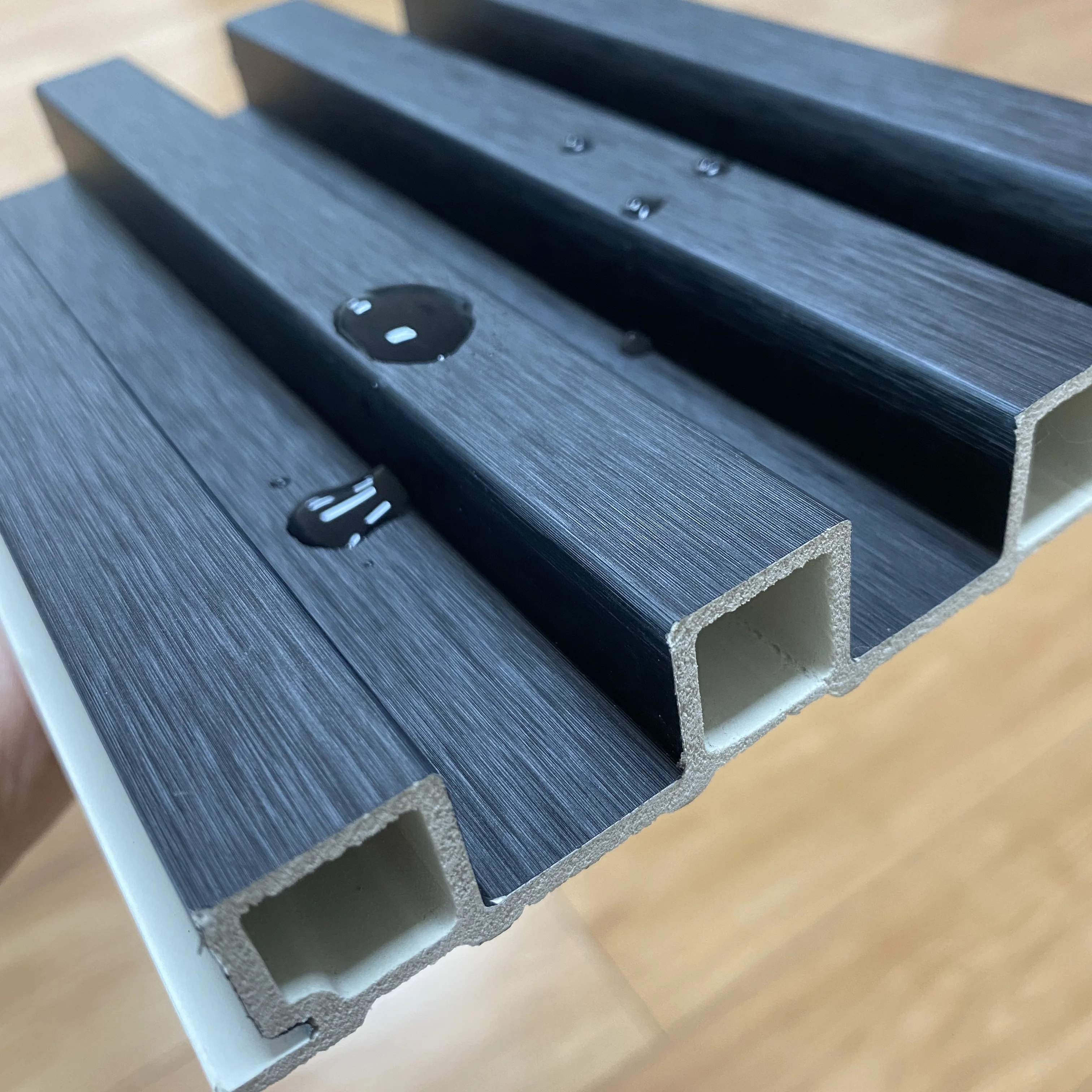 New Model Indoor Flueted Panel Borad Black Brushed European Wpc ...