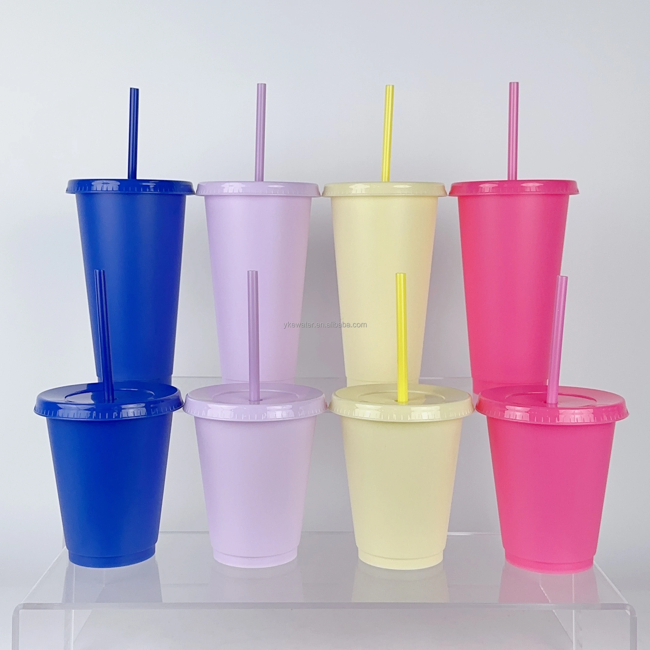NEW 24oz Cold Coffee Tumbler Plastic Cup with Lid and Straw 24 oz ...