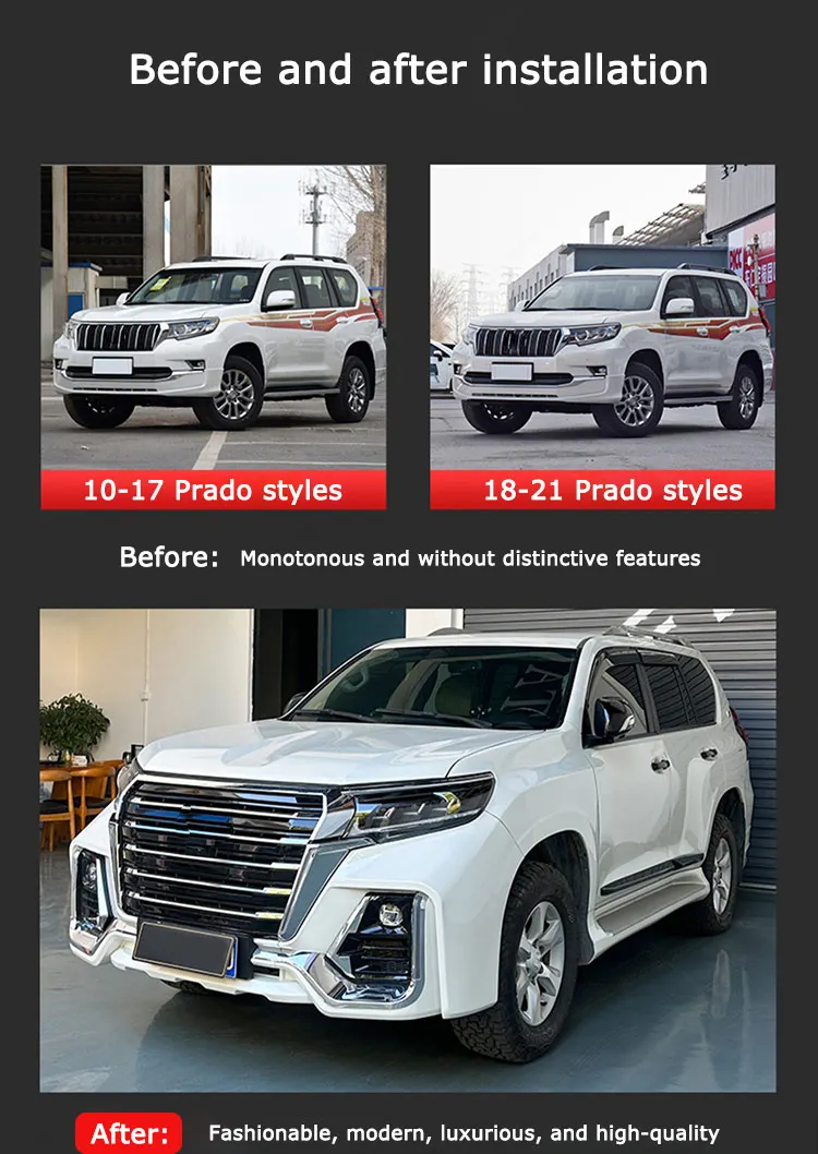 Facelift Body Kits For Toyota Prado Bumper Fog Lamps Grille Head ...
