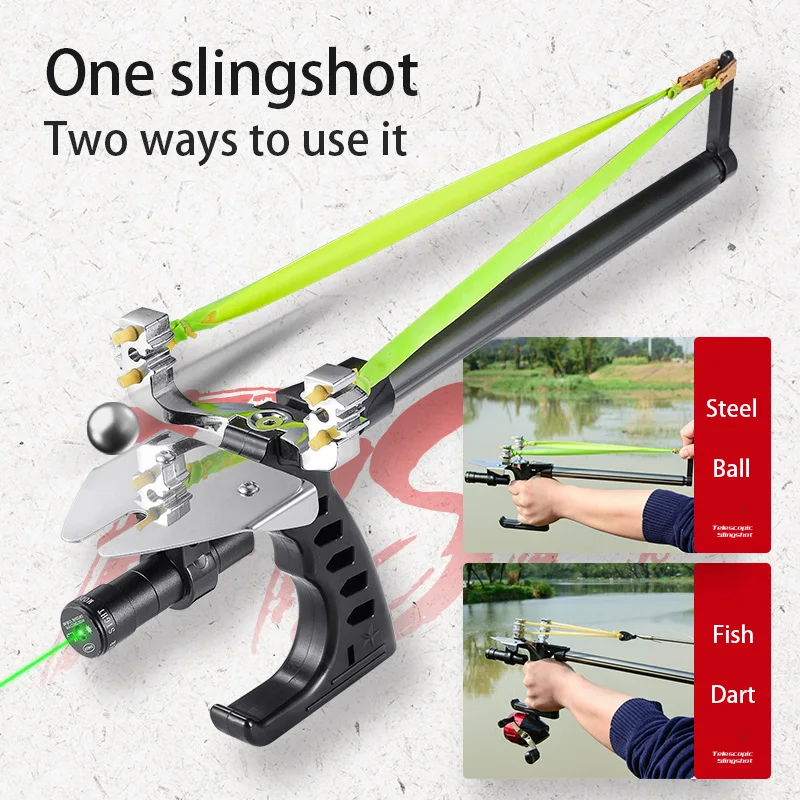 SYQT Laser Long Rod Telescopic Catapult Remote Hunting Slingshot