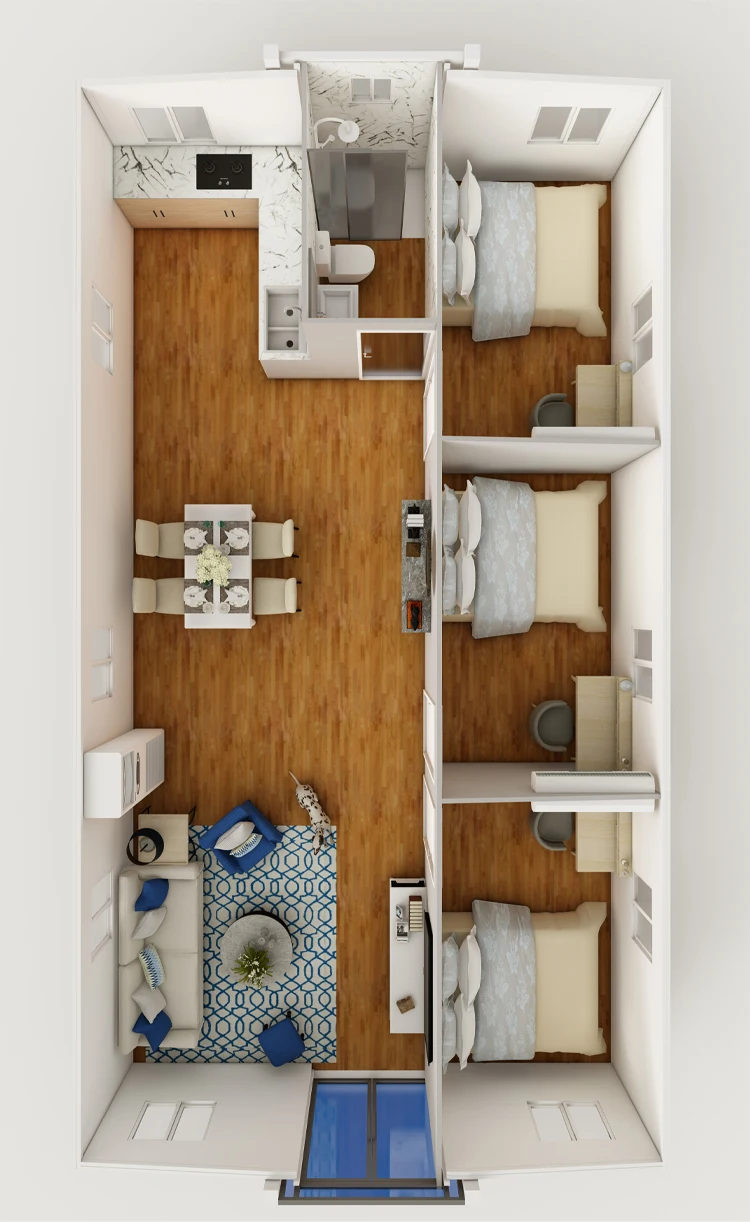 40ft Container House in Cyprus Prefab Cabin 3 Bedrooms Expandable ...