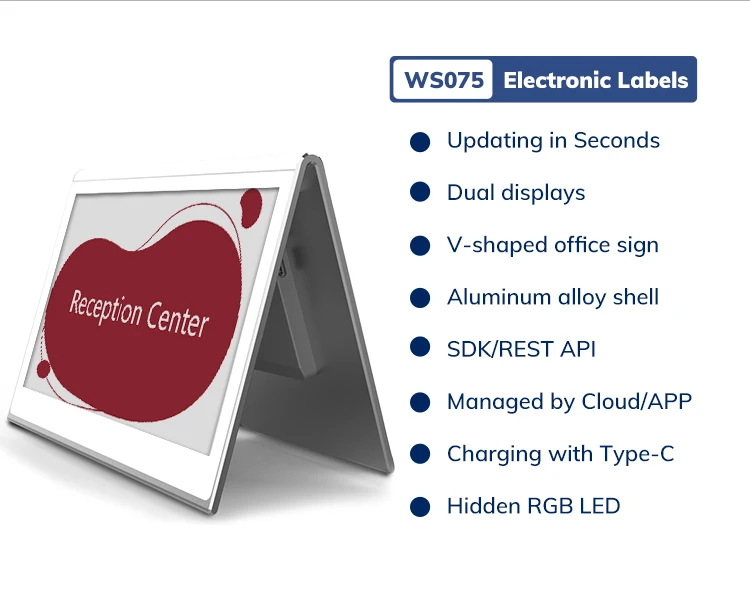 Wireless Intelligent Table Tag 7.5 Inch Digital Large E-Ink Nameplate ...