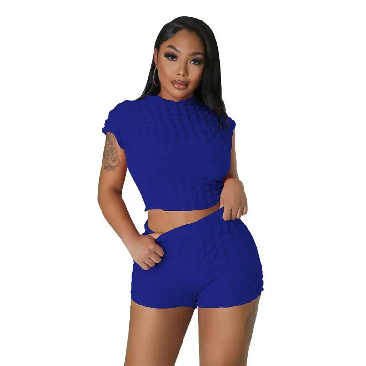 New Solid Round Neck Revealing Shorts For 2023 Two-piece Set - Buy ...