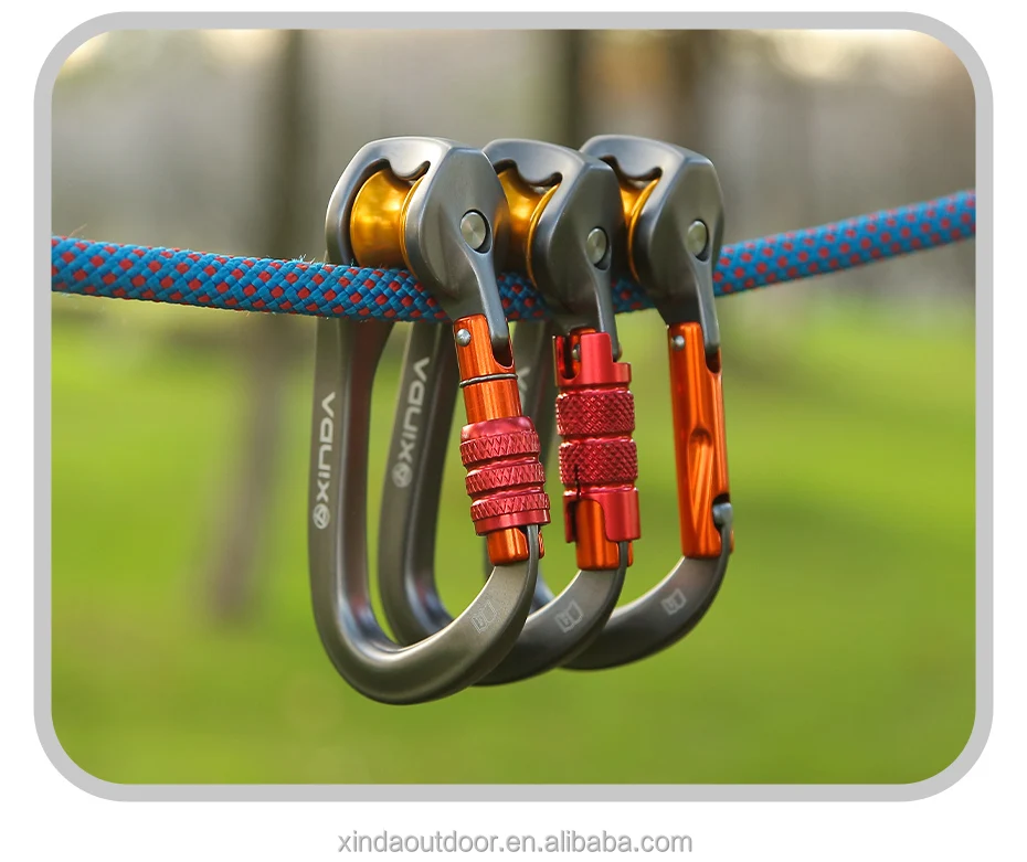 XINDA Pulley Carabiner Screw Gate Twist Locking for Climbing