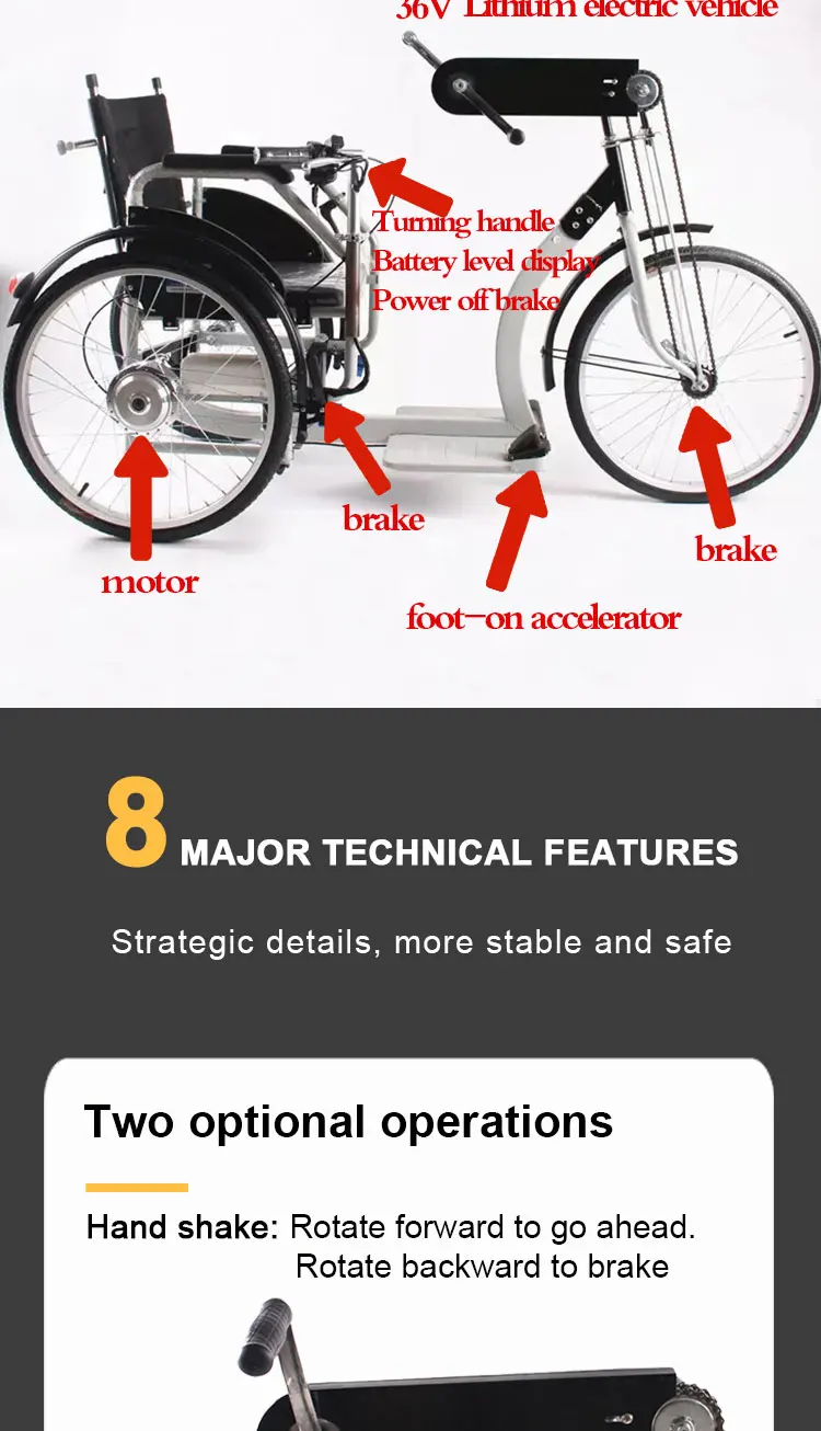 Removable Backrest Handicapped Motor 36v Multifunction Foldable ...