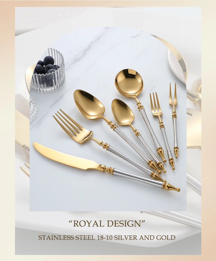 Luxury Gold Cutlery Set 18 10 Stainless Steel Custom Logo