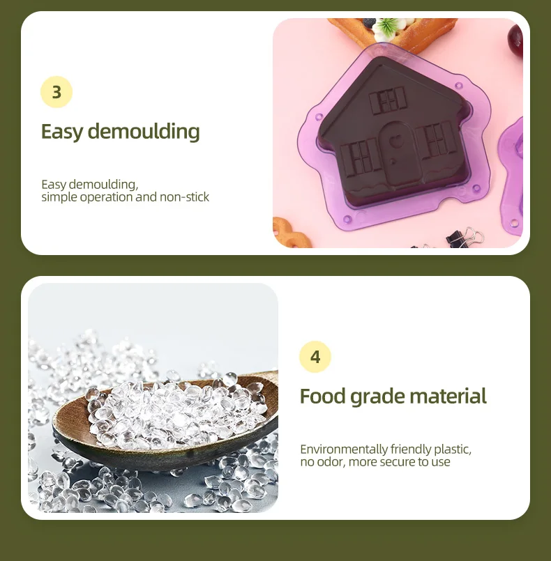 3d House Chocolate Mold Inverted Mold Cake Decoration Molds Baking Tool ...