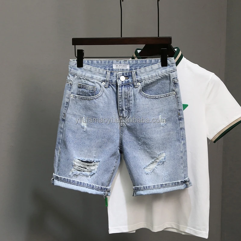 Men's Slim Fashion Short Jeans - Casual & Eco-friendly