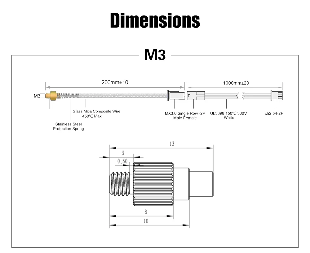 Trianglelab Adr Heraeus M222 Pt100 (class B)thermistor Sensor New ...