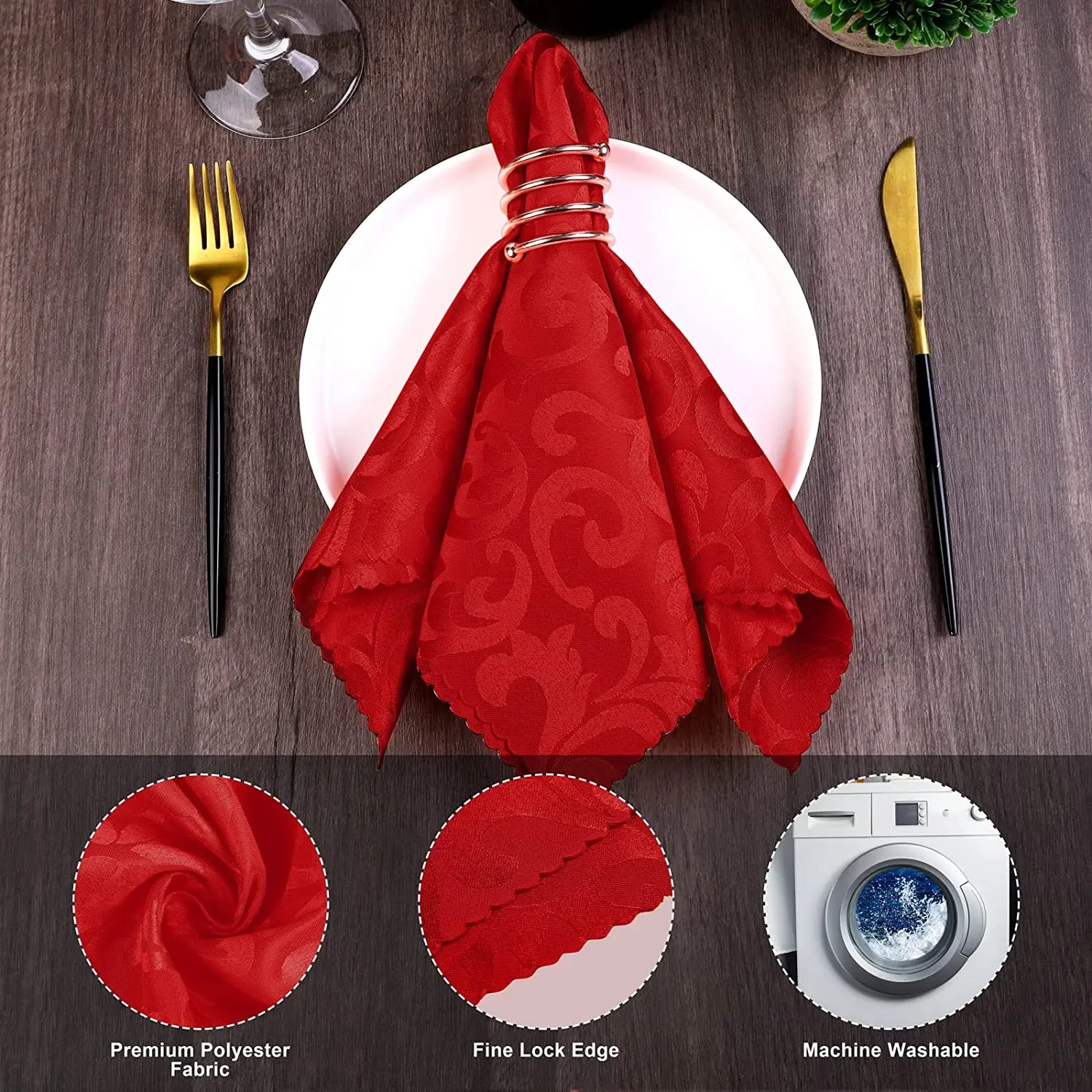 Red Luxury Table Napkins Custom Napkin Printing Fancy Napkin For ...