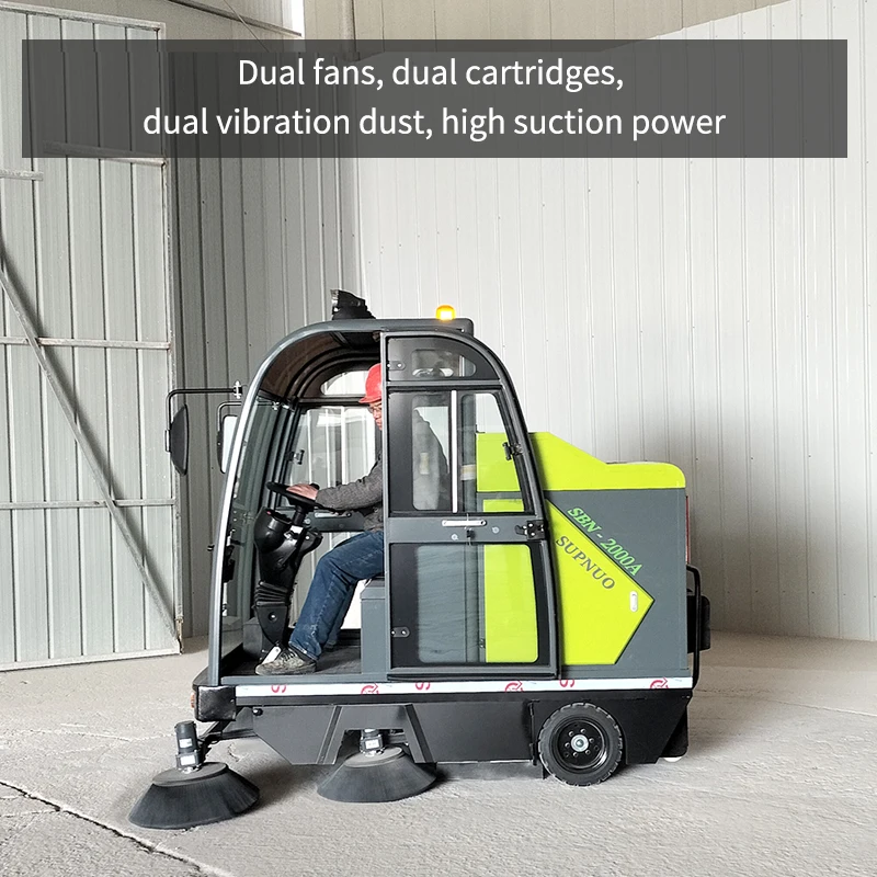 Sbn-2000a Industrial Recheargeable Floor Sweeper Ride On Closed Road ...