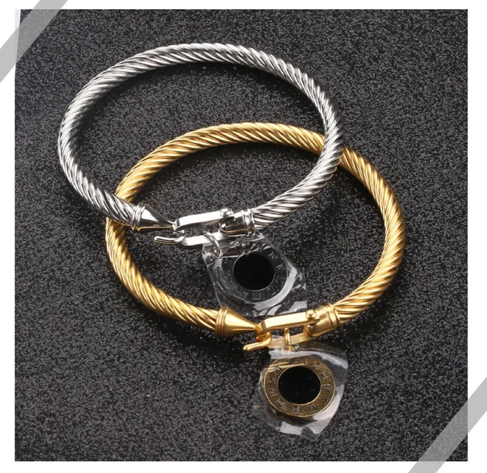 Braided Wire Rope Bracelet Horseshoe Buckle Titanium Steel Bracelet ...