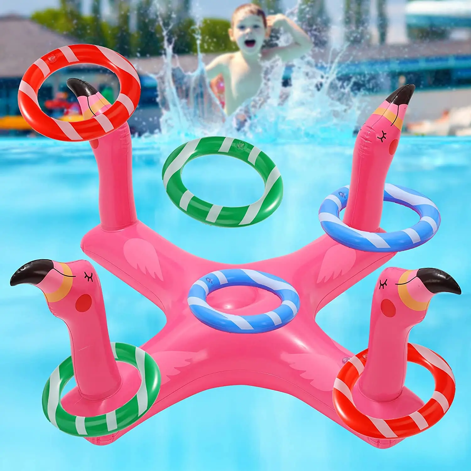 Inflatable Flamingo Toys,Floating Swimming Pool Ring Toss Games Toys ...
