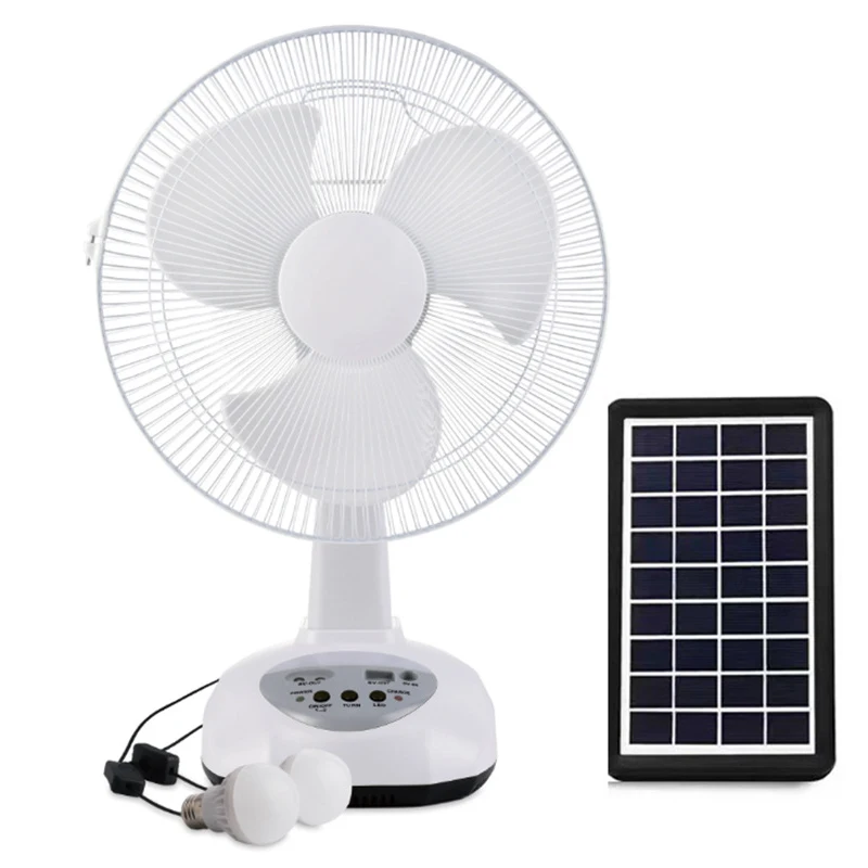 Ac 12v Dc Rechargeable 12 Inch Solar Charging Power Table Fan With ...