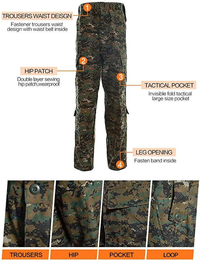 Customized Tactical Uniforms Digital Combat Dress Uniforms Camouflage ...