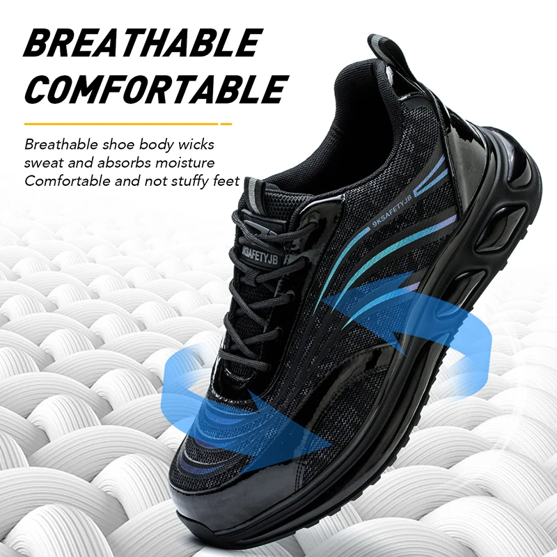 AMAWEI Safety Shoes for Men - Lightweight Steel Toe Sneakers