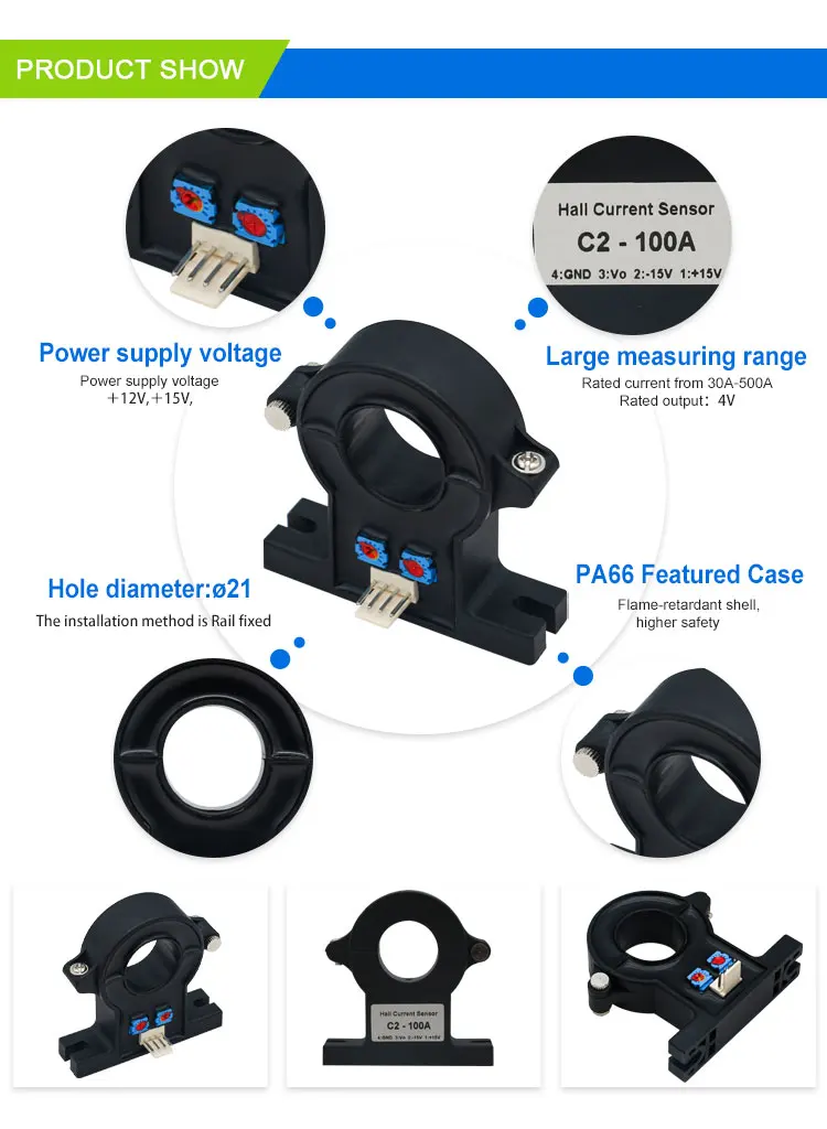 C2 Series Hall Current Sensor 30a-500a Open Loop Mode Dismountable ...