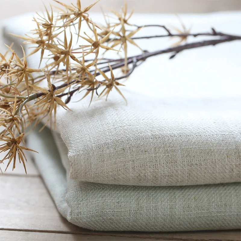 Flax Grey White Linen Curtains with Blackout Liner