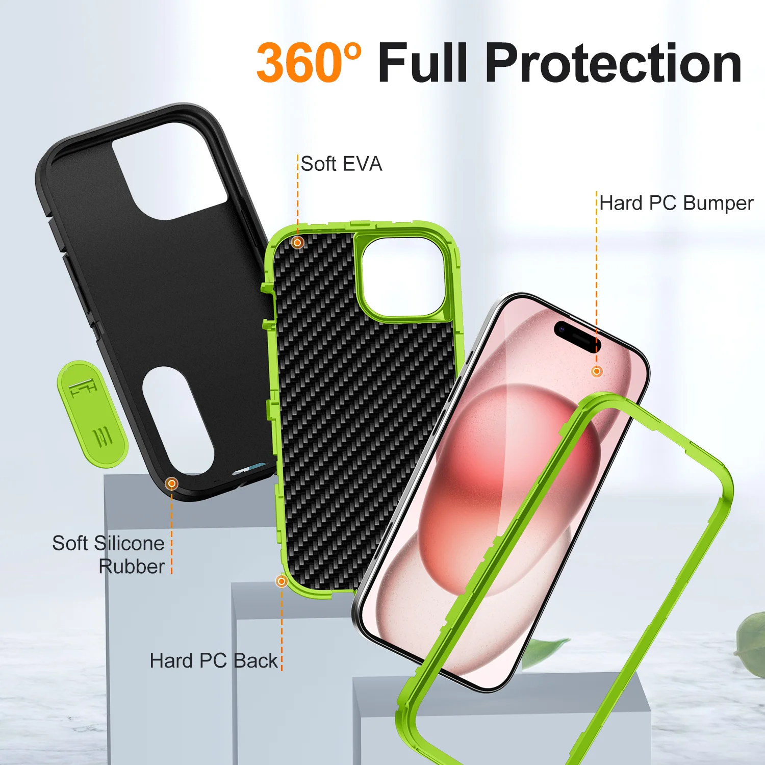 High Quality 3-in-1 Hybrid Pc Mobile Phone Case Anti-shock Kickstand ...