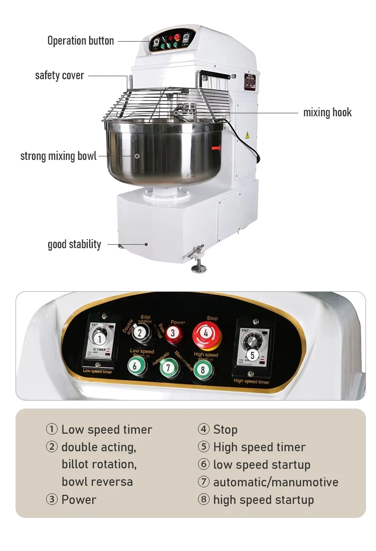 Hs 130l 50kg 75kg Spiral Mixer Cake Dough Mixer Iitalian - Buy Hs 130l ...