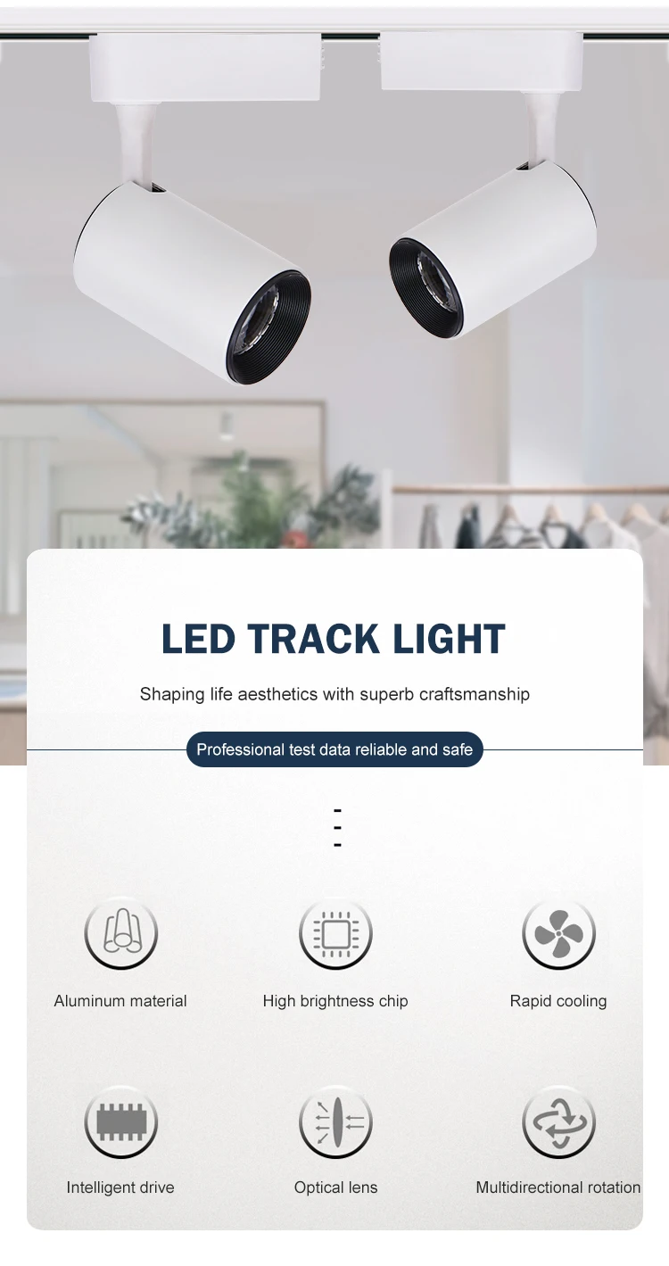 High Efficiency Angle Adjustment Rail Light 3000K 4000K 6000K 20W 30W ...