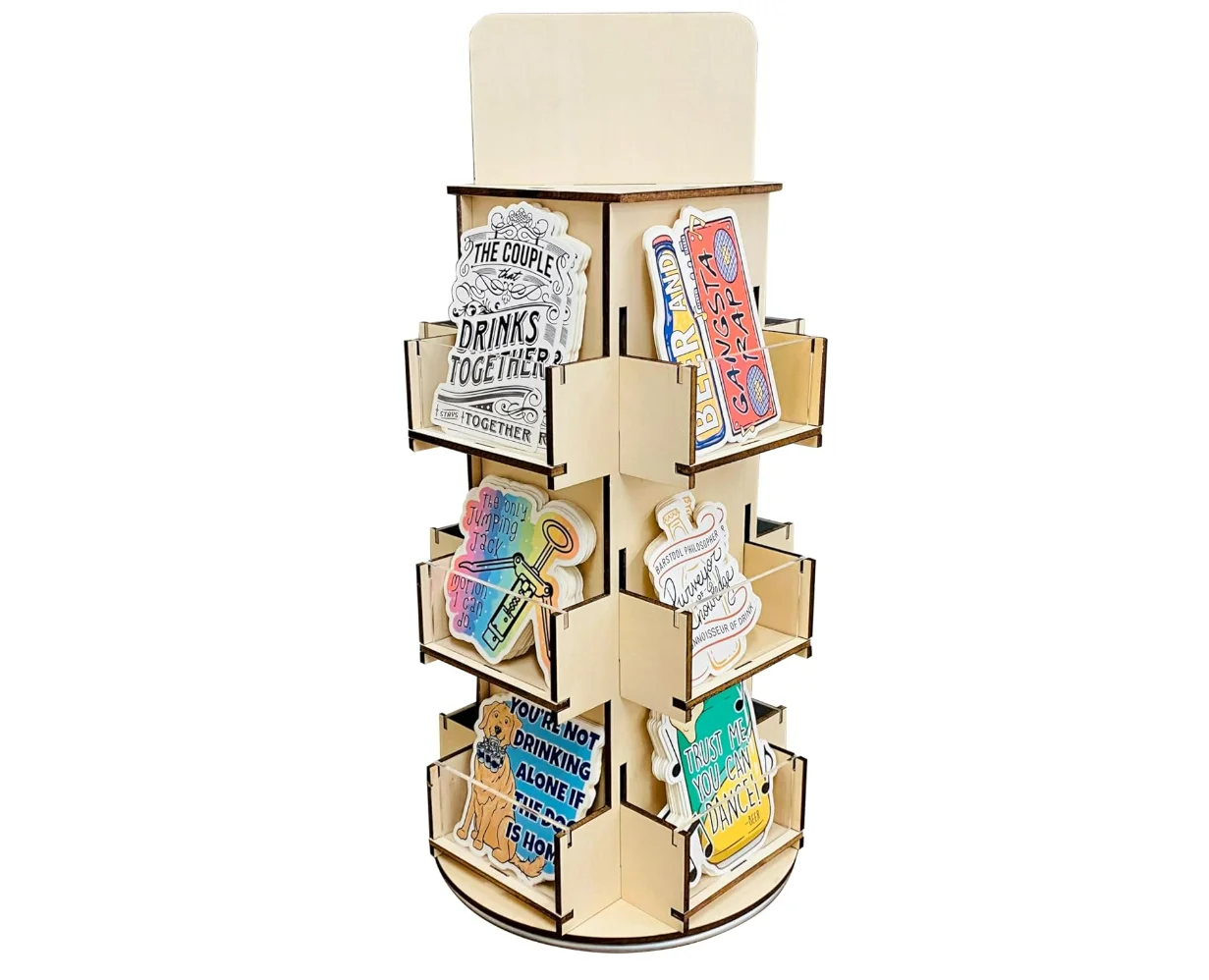 360 degree Spinning Multi-Pocket Tabletop Display Stand for Coasters ...