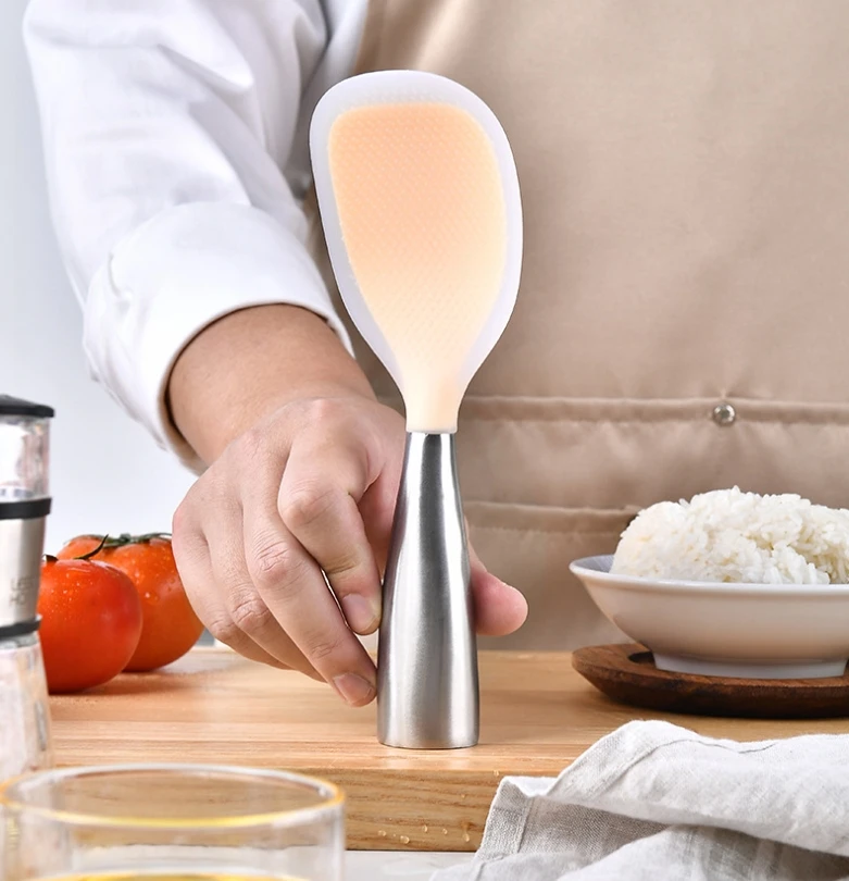 Besafe Non Stick Silicone Standing Rice Food Spoon Spatula with ...
