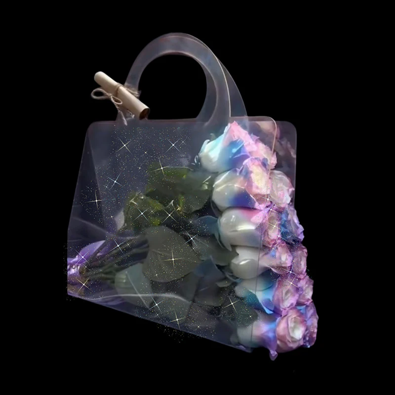 Customized Clear Plastic Flower Bag With Handles Transparent Handbags ...