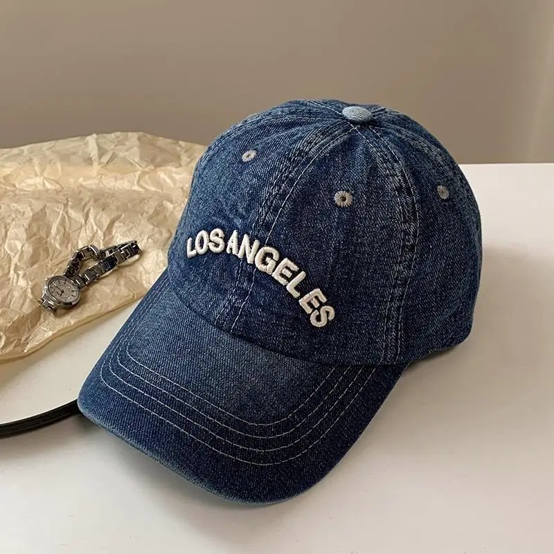 Los Angeles Embroidered Baseball Cap - Vintage Denim Hat