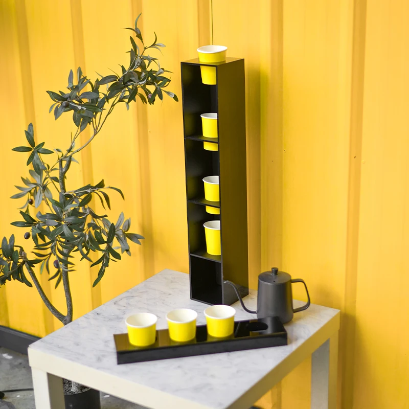 Desktop Vertical Paper Cup Organiser, Black Acrylic Cup Holder, Coffee ...