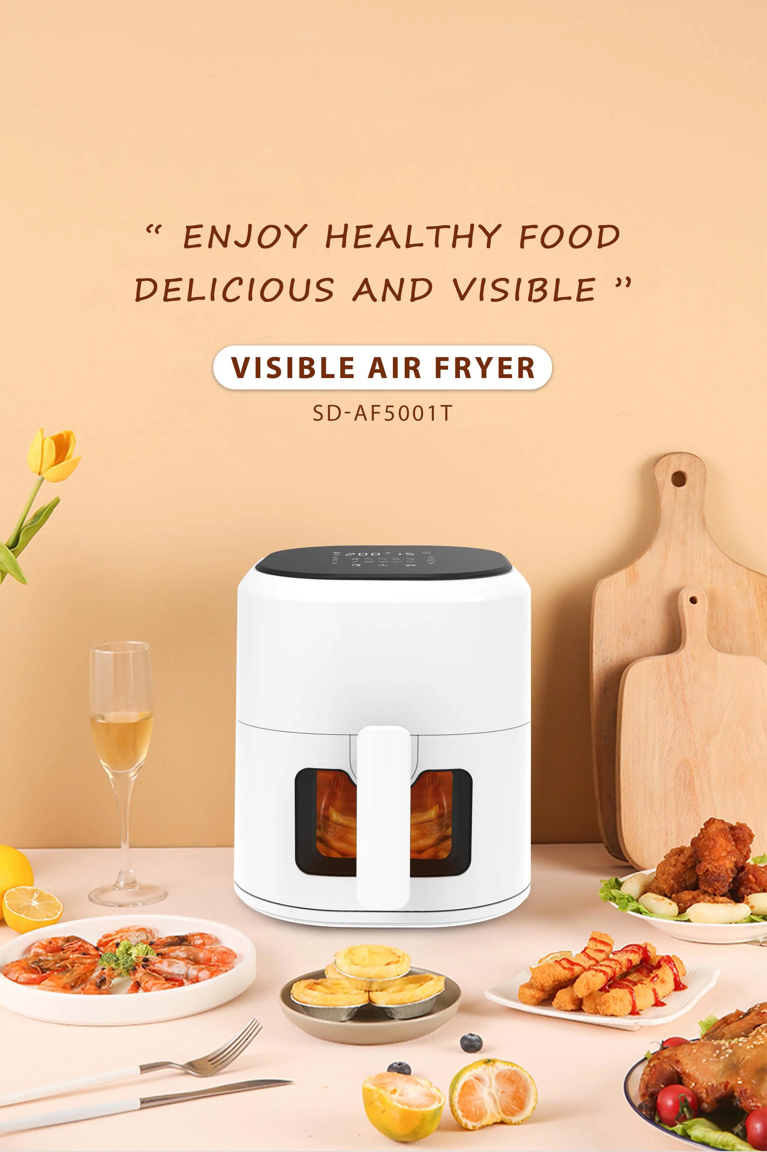 Multifunction Lcd Touch Screen Air Fryer Oil Free Baking 4.5l 1200w ...
