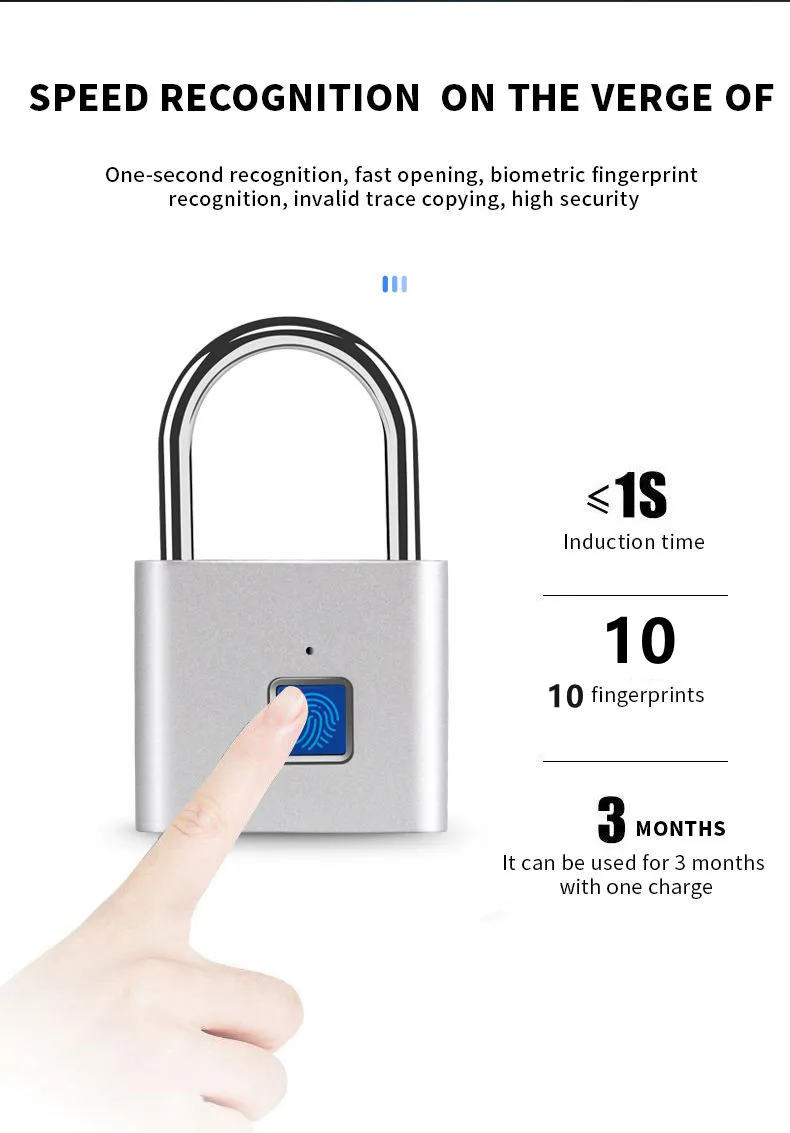 Hot Sale Electronic Smart Fingerprint Padlock - Waterproof & Keyless