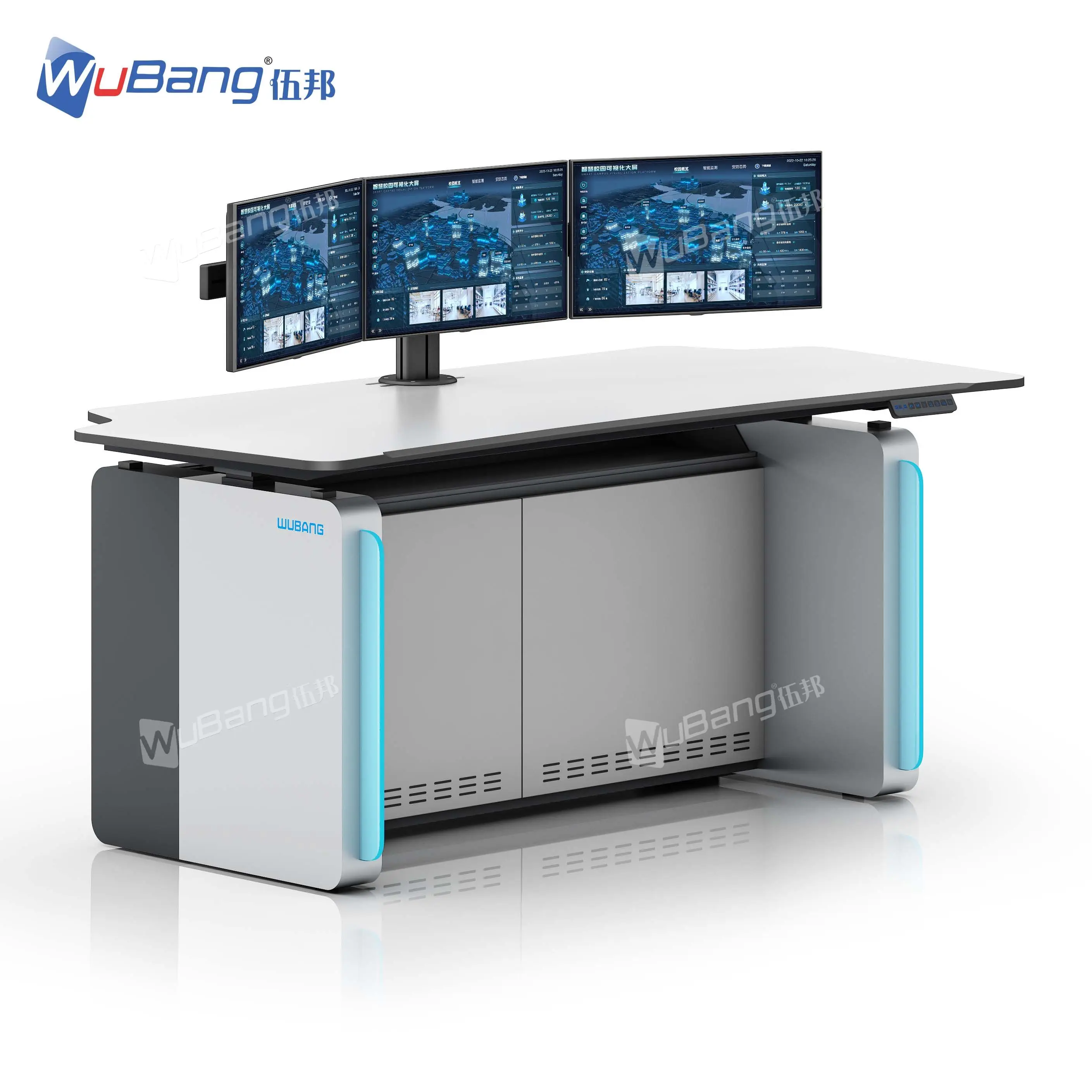 Electric Height Adjustable Console Social Media Command Center Control ...