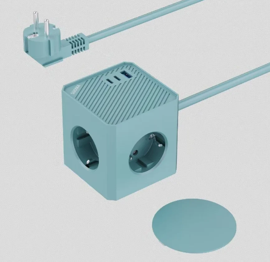Modern Eu Cube Power Strip With 3 Outlets Europe Standard Electrical Multi Plug Socket Pd20w ...