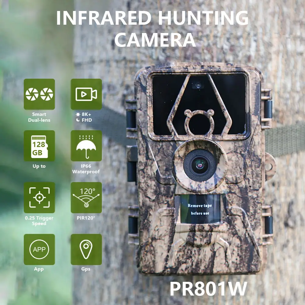 60mp 8k Resolution Trail Camera Pr801w Waterproof Ip66 Support App Wifi ...