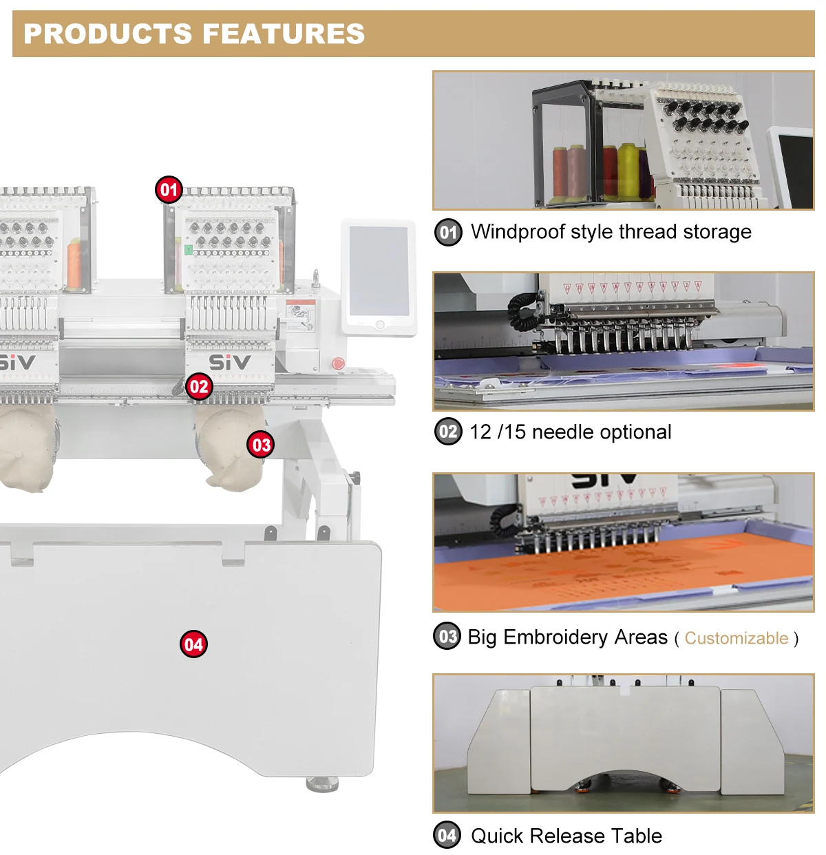SIV Industrial Machine 2-Head Commercial Embroidery Computerized New or ...