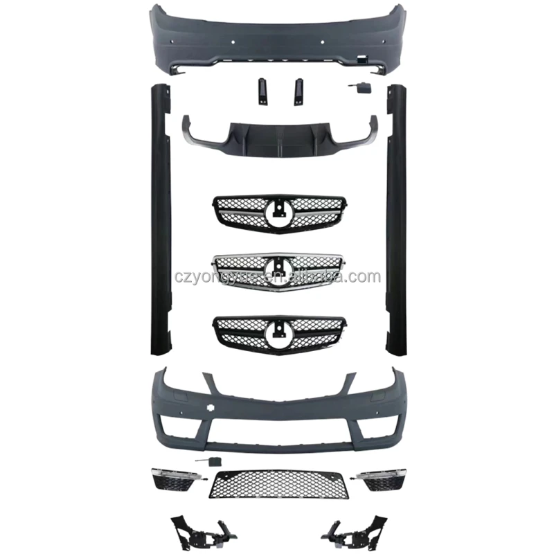 Wide Full Bodykit C63 AMG Black Bodykit for Mercedes Benz C Class W204 ...