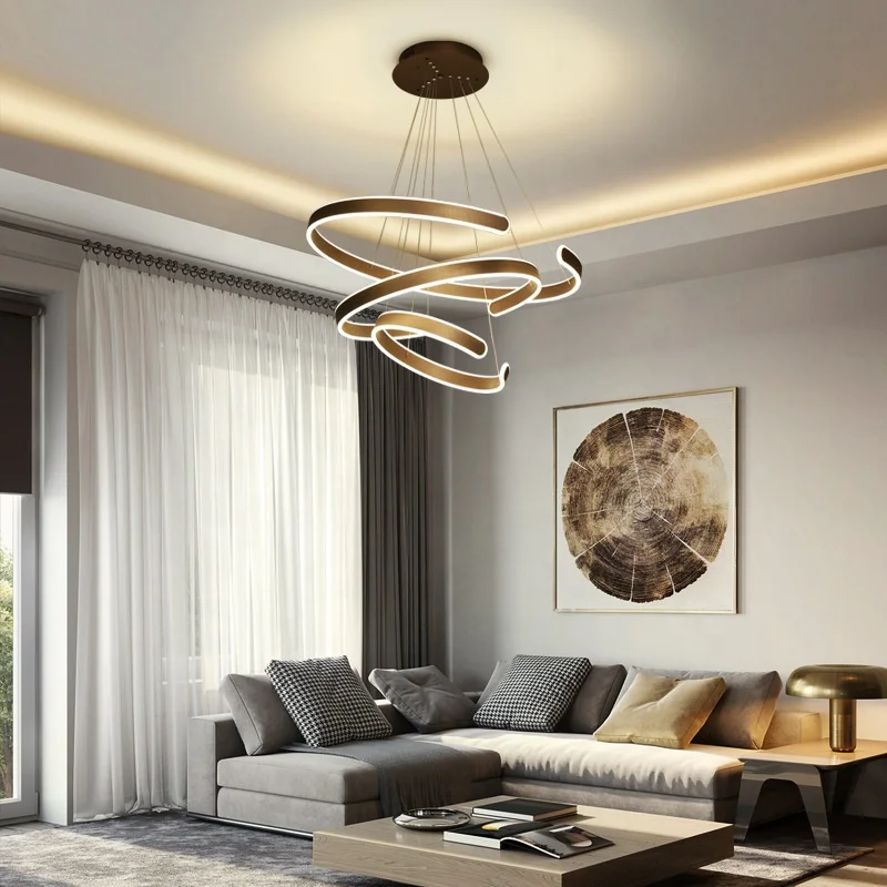 Large Chandelier Round Led Pendant Lights Modern 3 Rings Led Circle ...